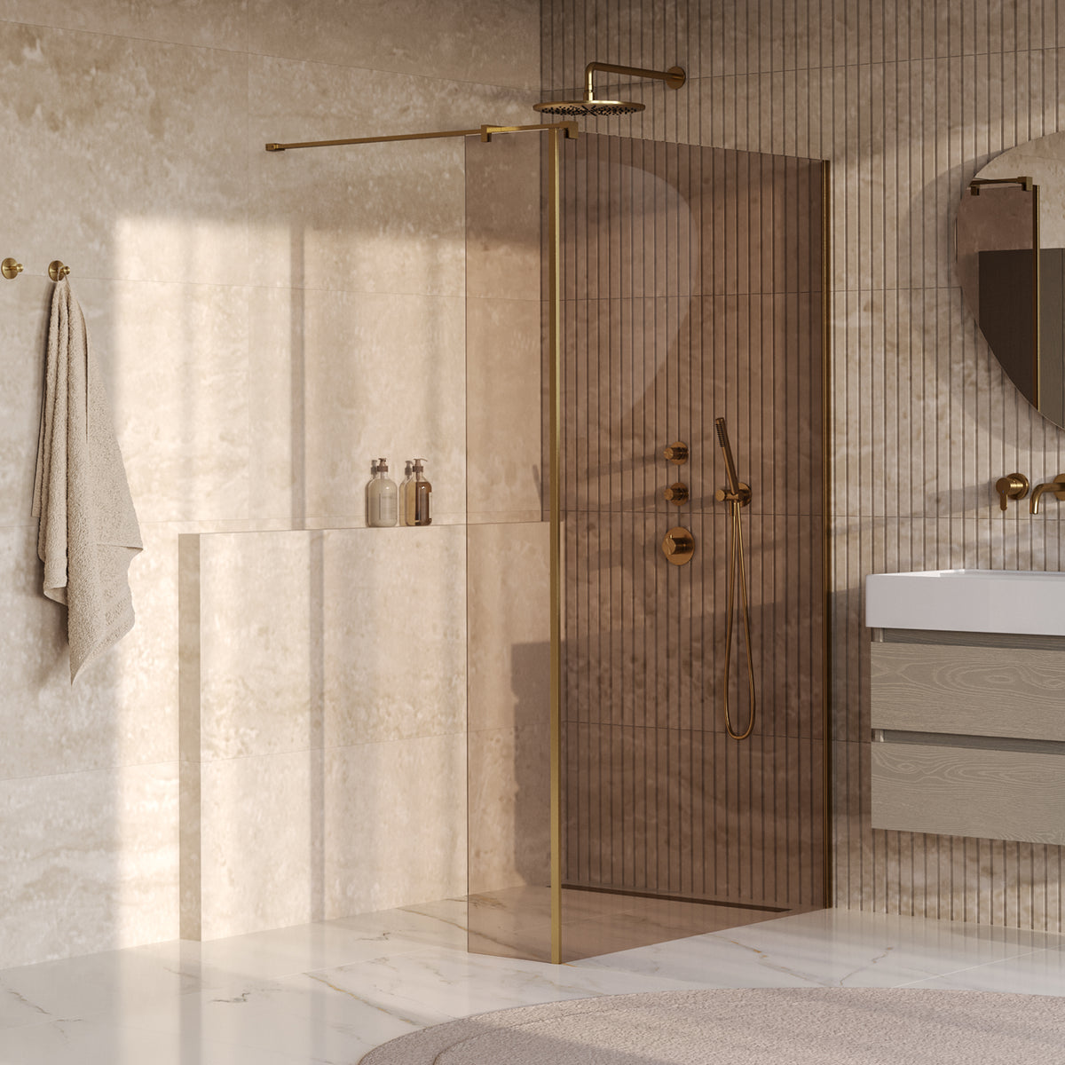 BRAUER Oblivion inloopdouche brons glas 120x200 met zijwand 30 incl. g ...